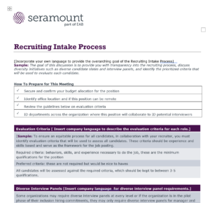 Recruiting Intake Process (Sample Guide) | Seramount