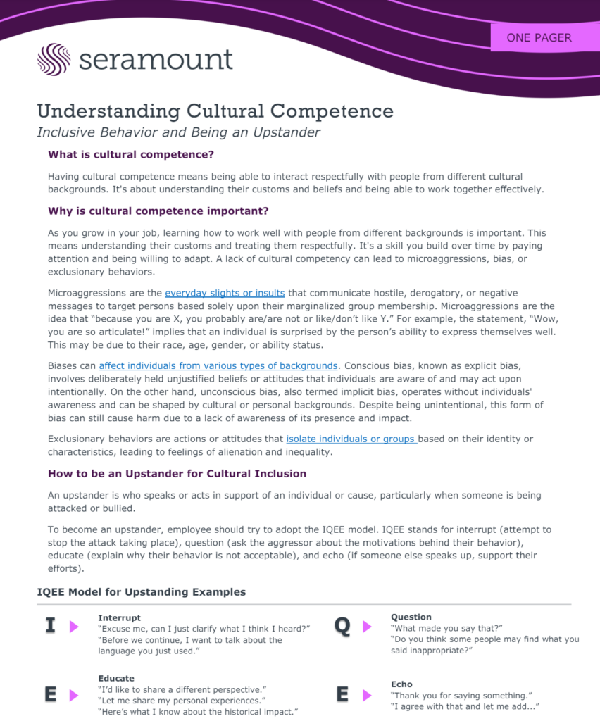 Understanding Cultural Competence: Inclusive Behavior and Being an Upstander | Seramount
