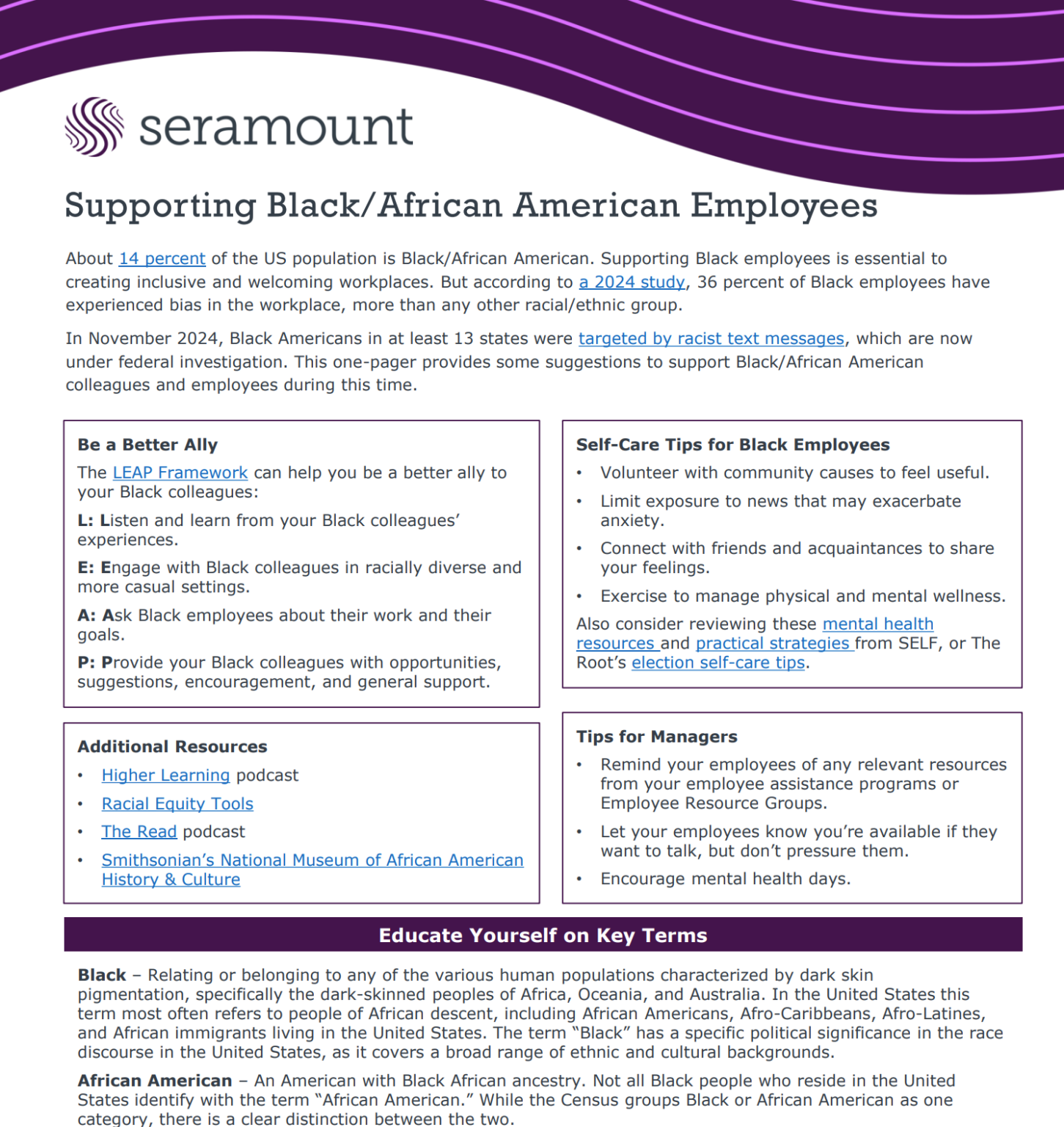 Supporting Black/African American Employees | Seramount
