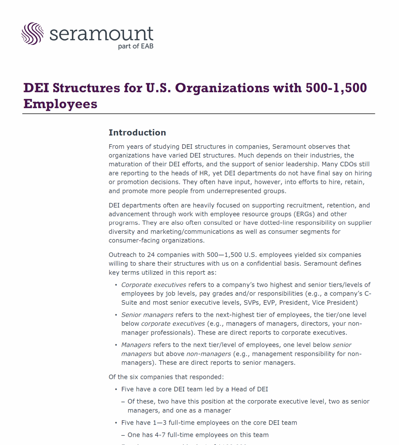 DEI Structures for U.S. Organizations with 500-1,500Employees | Seramount