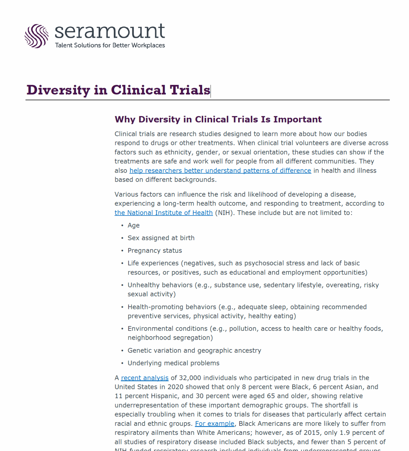 Diversity in Clinical Trials | Seramount