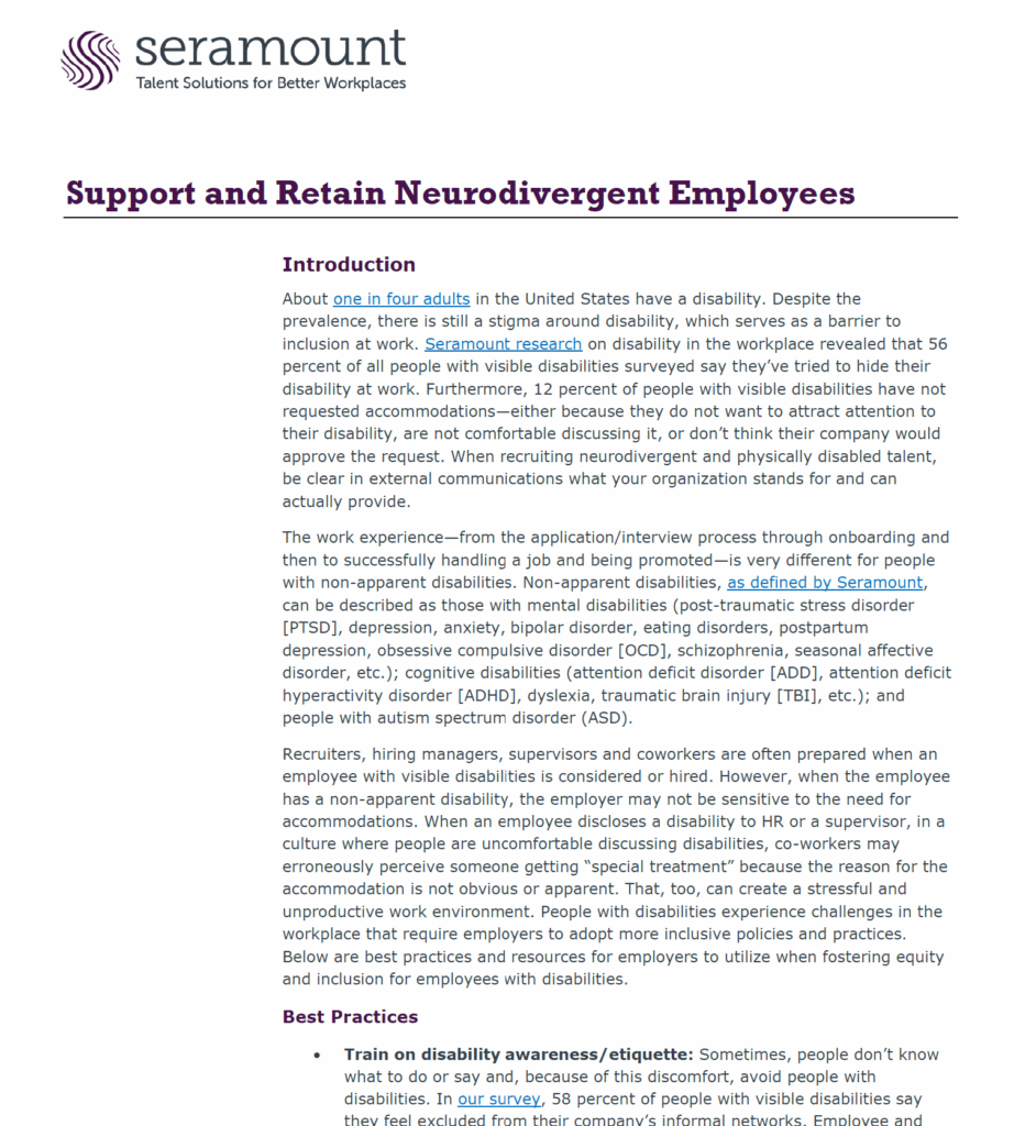 Support and Retain Neurodivergent Employees | Seramount