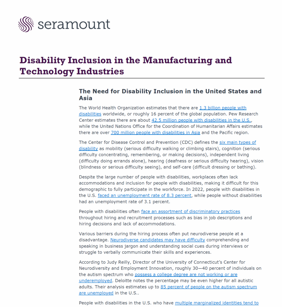 Disability Inclusion in the Manufacturing and Technology Industries | Seramount