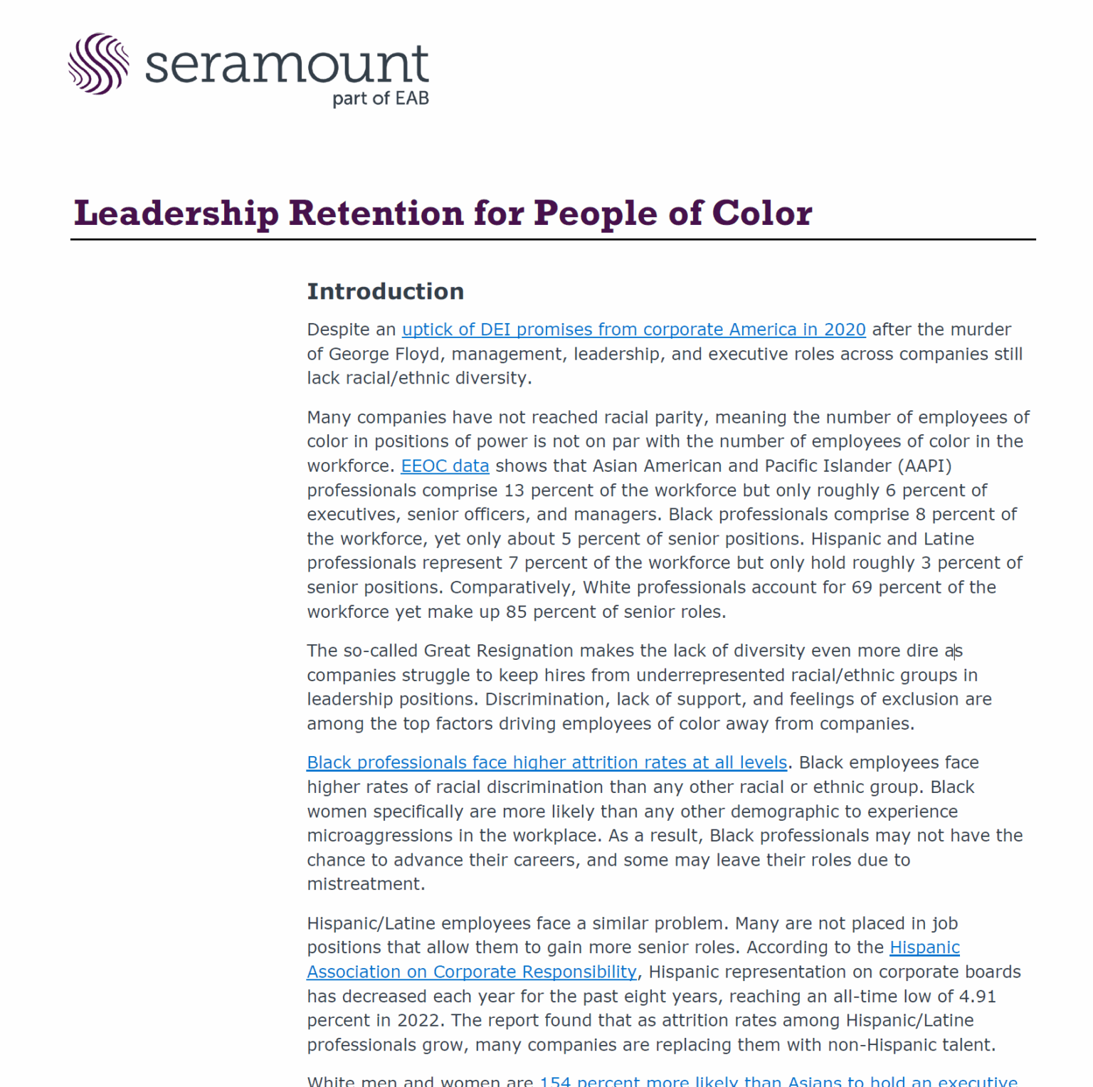 Leadership Retention for People of Color | Seramount