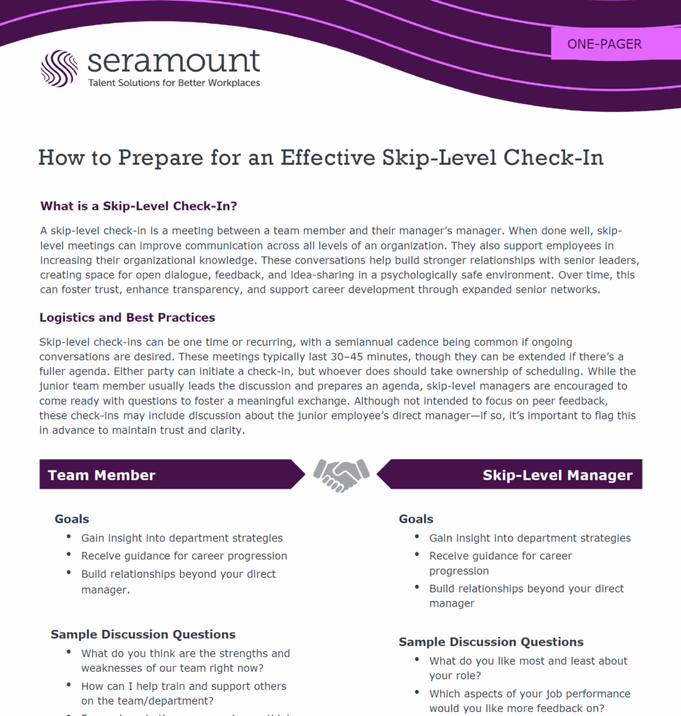 How to Prepare for an Effective Skip-Level Check-In | Seramount
