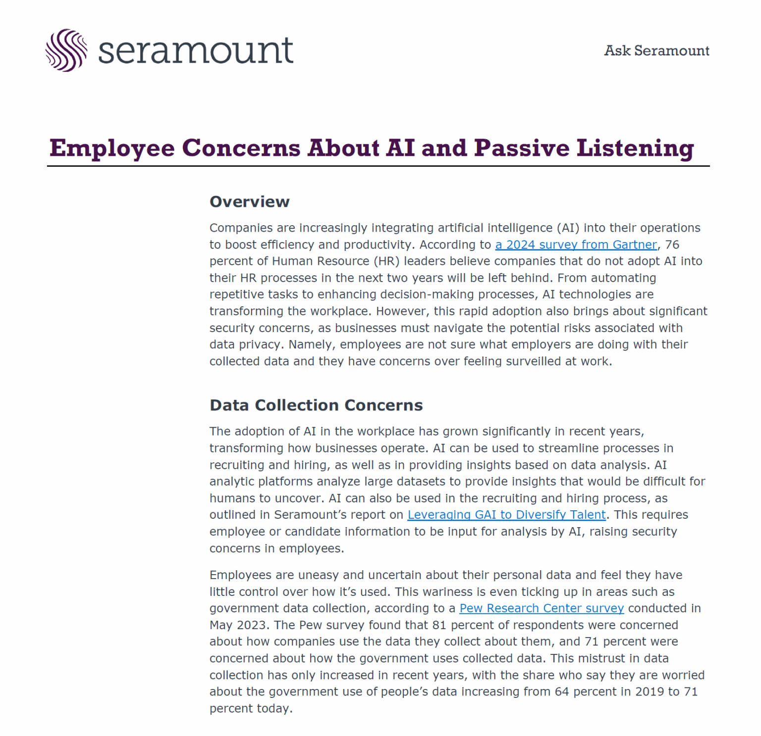 Employee Concerns About AI and Passive Listening | Seramount