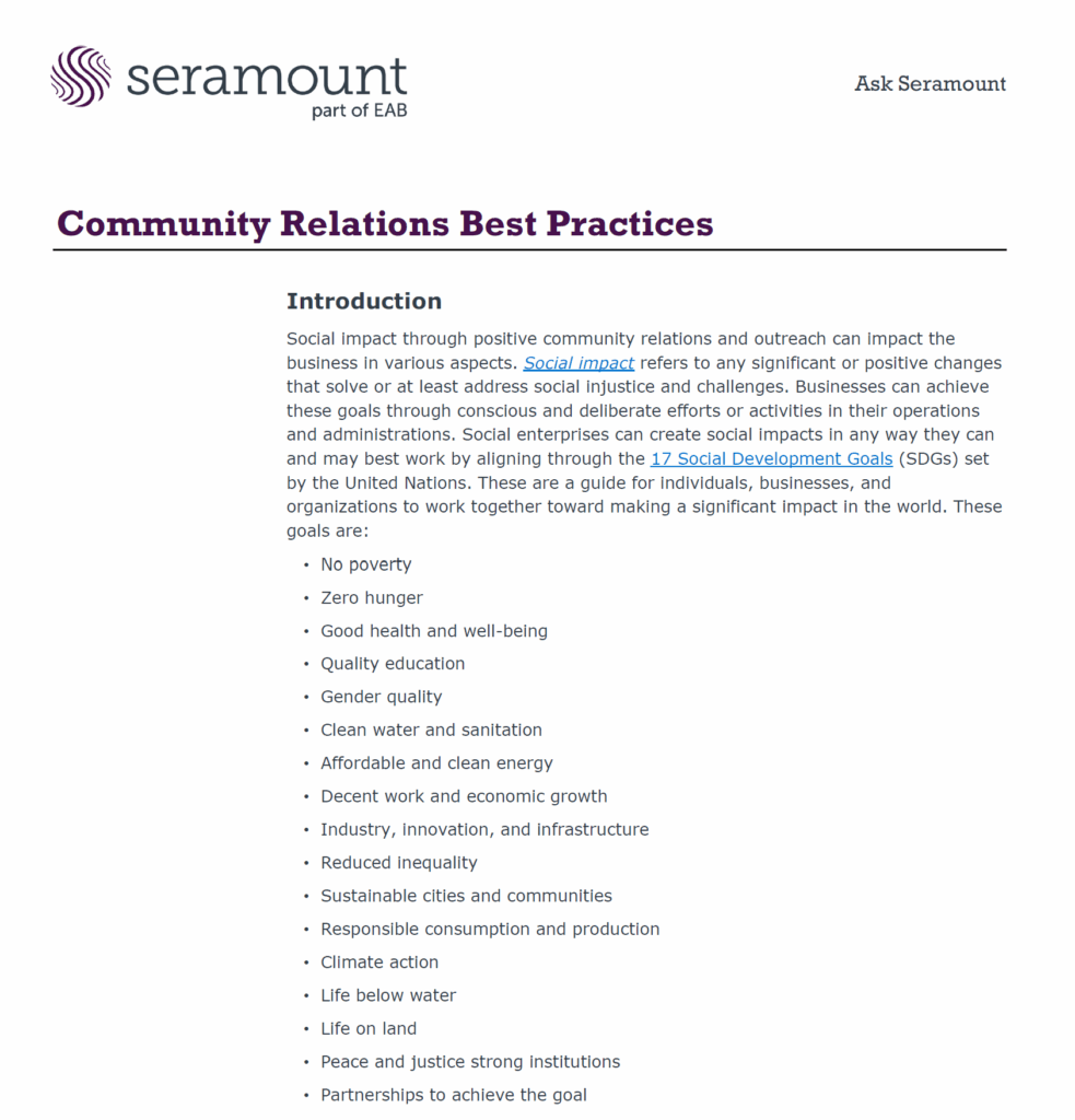 Community Relations Best Practices | Seramount