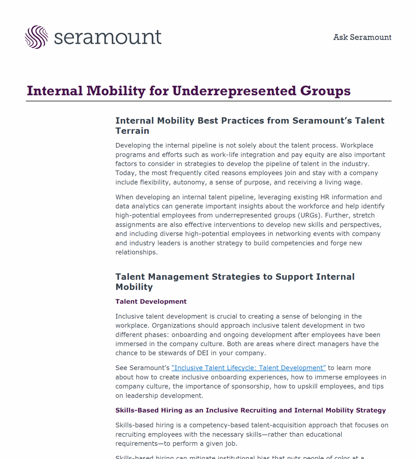 Internal Mobility for Underrepresented Groups | Seramount
