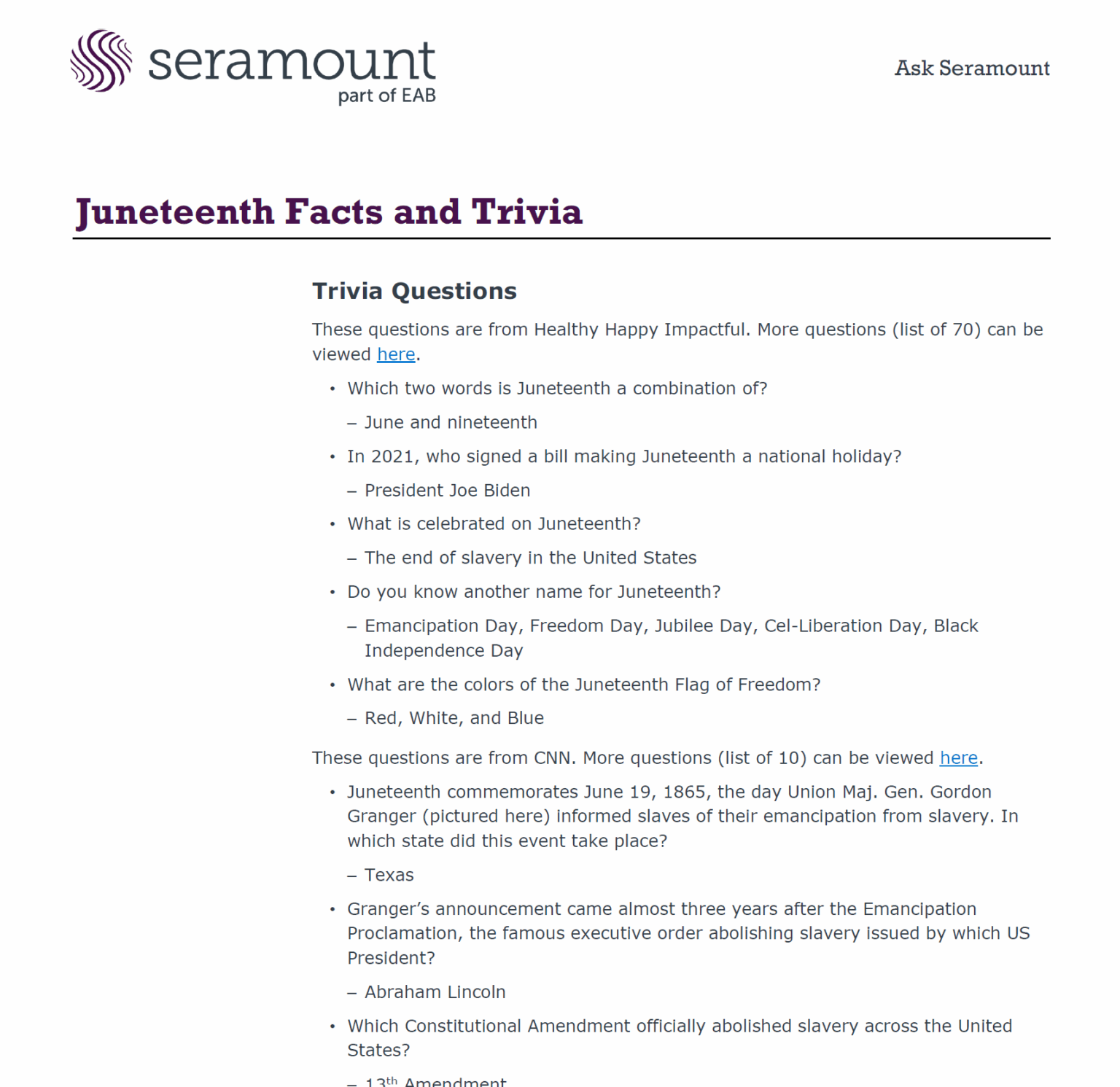 Juneteenth Facts and Trivia | Seramount