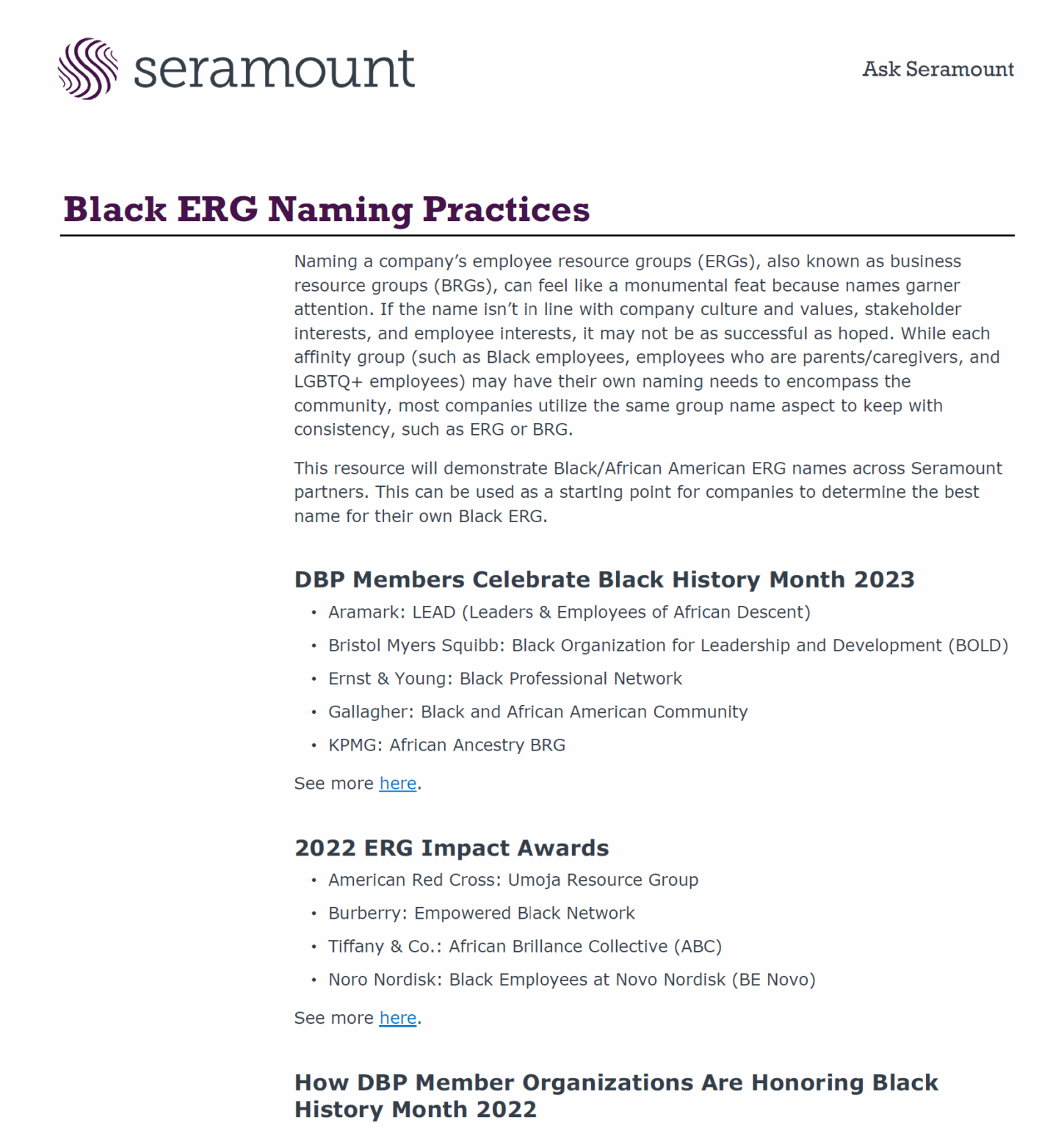 Black ERG Naming Practices | Seramount