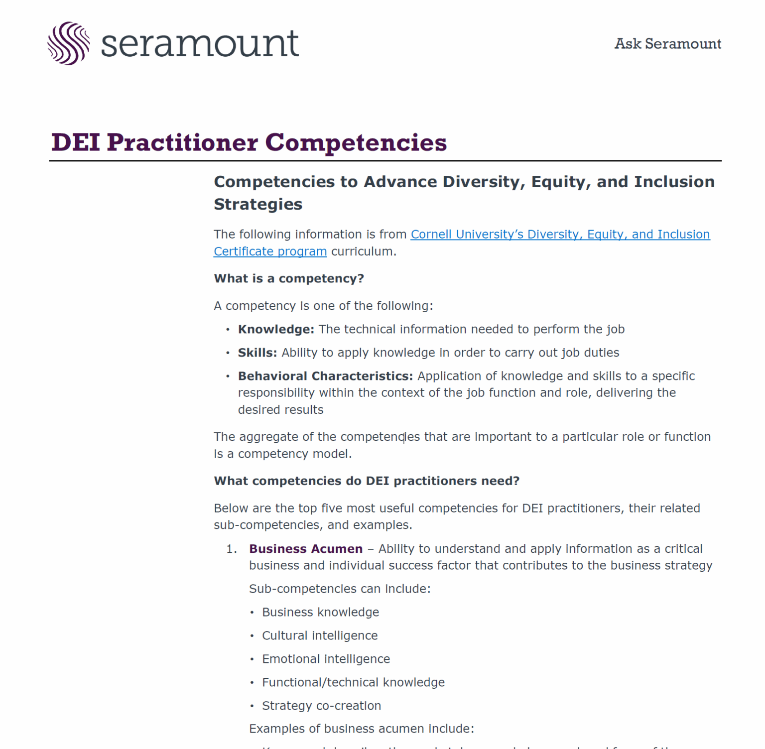 DEI Practitioner Competencies | Seramount
